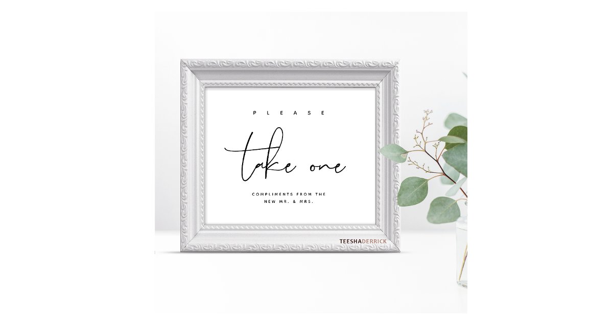 Please Take One, Wedding Party Favours Sign | Zazzle