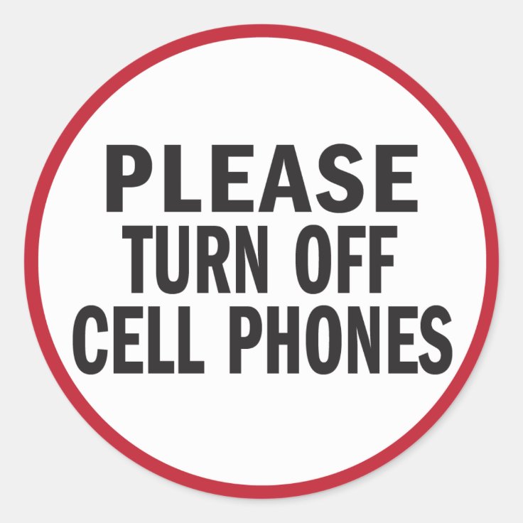 Please turn off cell phones sticker | Zazzle