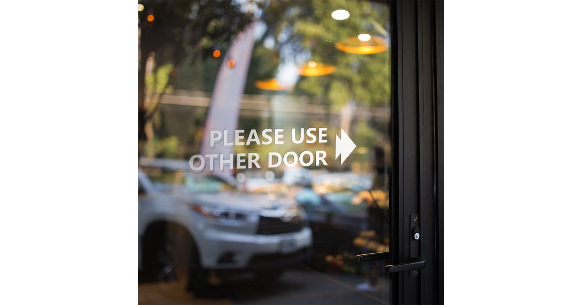 Please Use Other Door WIth Right Arrow Window Cling | Zazzle