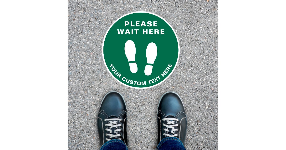 Please Wait Here Shoe Print Green Floor Decals | Zazzle