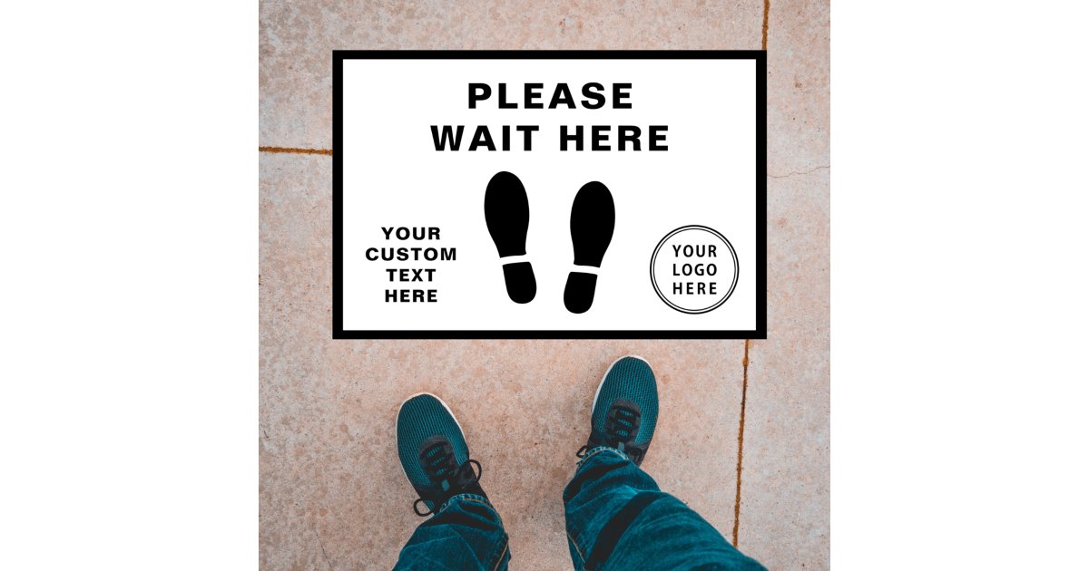 Please Wait Here Shoe Print Logo Floor Decals | Zazzle