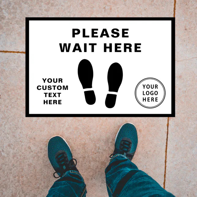 Please Wait Here Shoe Print Logo Floor Decals | Zazzle