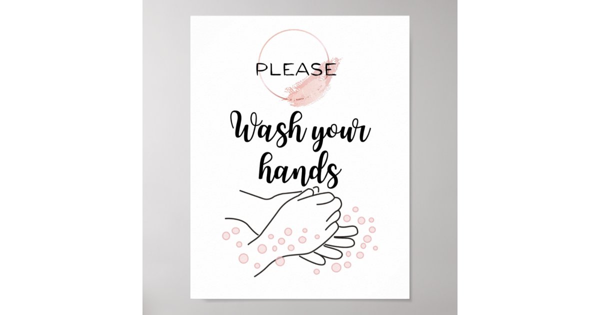Please Wash Your Hands Bathroom Calligraphy Cute Poster | Zazzle
