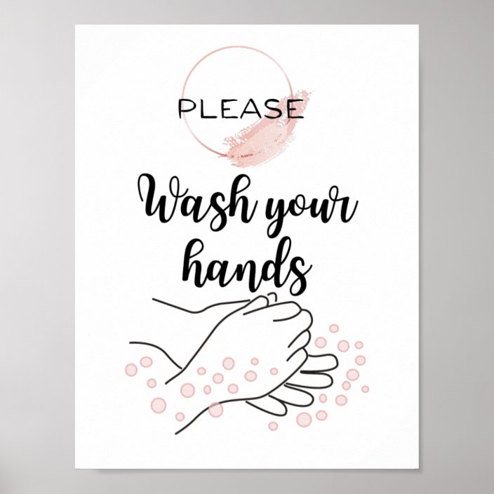 Please Wash Your Hands Bathroom Calligraphy Cute Poster | Zazzle.com