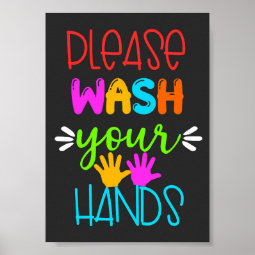 Please Wash Your Hands Colorful Modern Typography Poster | Zazzle