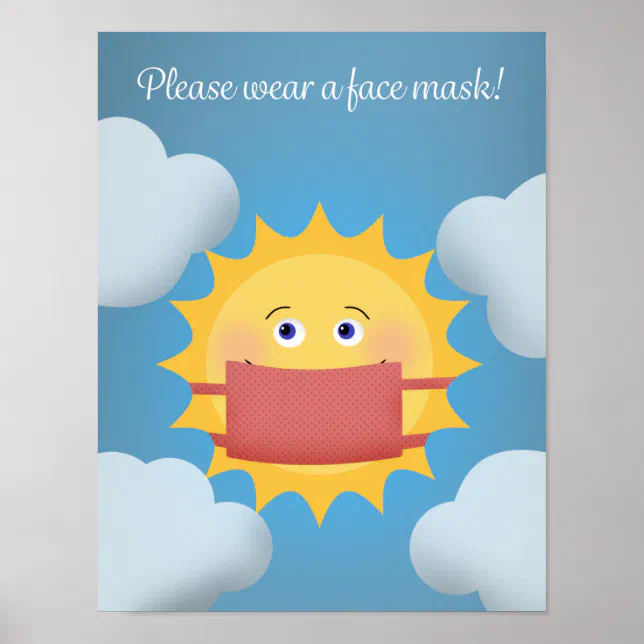 Please Wear a Face Mask Cute Sun Sign | Zazzle