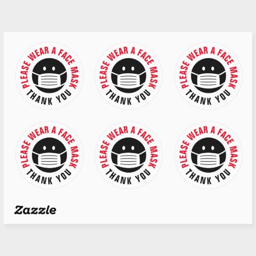 Please wear a face mask sign reminder stickers | Zazzle