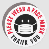 Please wear a face mask thank you car sign magnet | Zazzle