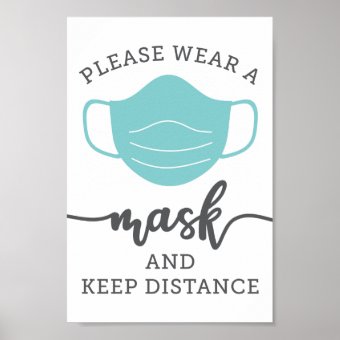 Please Wear A Mask Sign Blue Mask | Zazzle