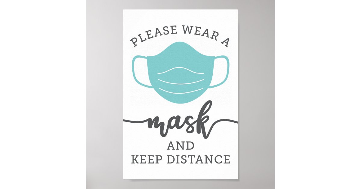 Please Wear A Mask Sign Blue Mask | Zazzle