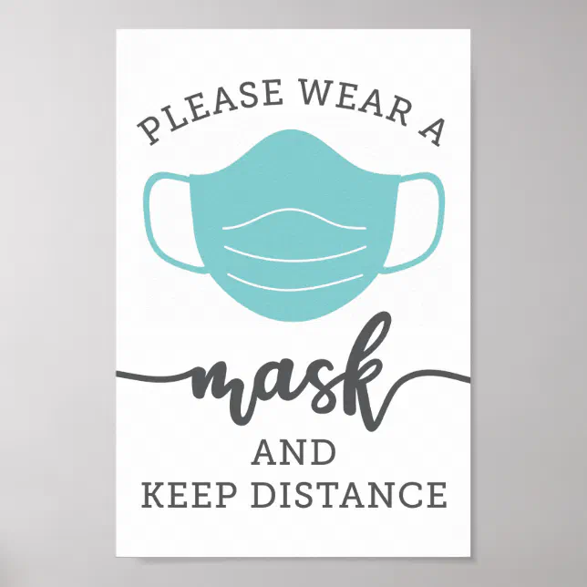 Please Wear A Mask Sign Blue Mask | Zazzle