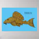 Pleco fish cartoon illustration poster | Zazzle