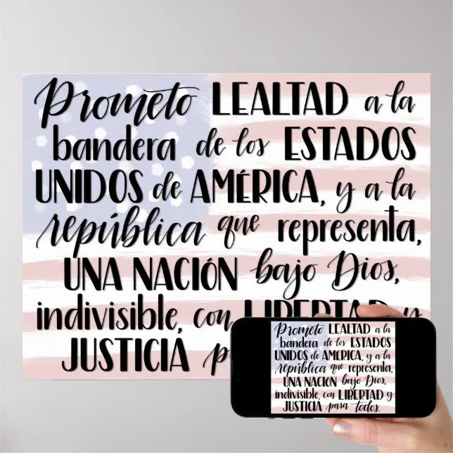 Pledge of Allegiance in Spanish Poster | Zazzle