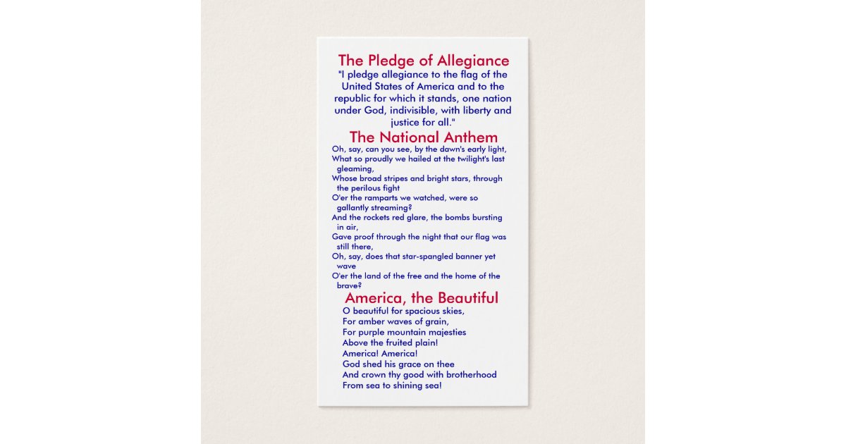 Pledge of Allegiance/National Anthem/America, ... | Zazzle