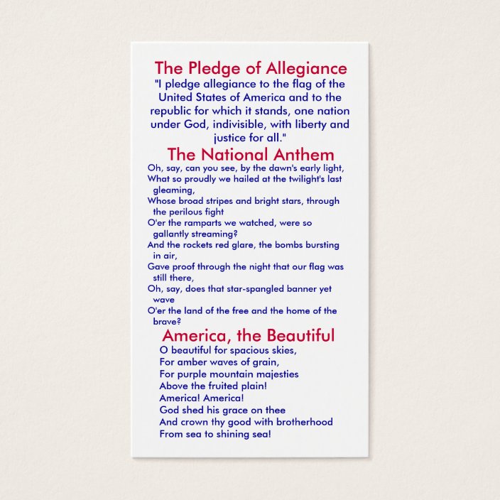 Pledge of Allegiance/National Anthem/America, ... | Zazzle.com