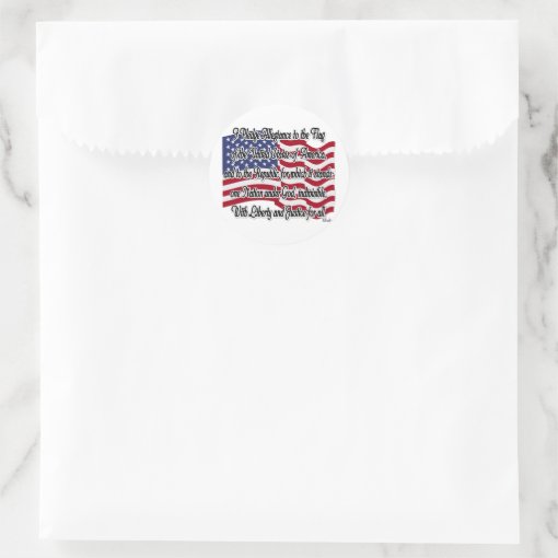 Pledge of Allegiance with US Flag Classic Round Sticker | Zazzle