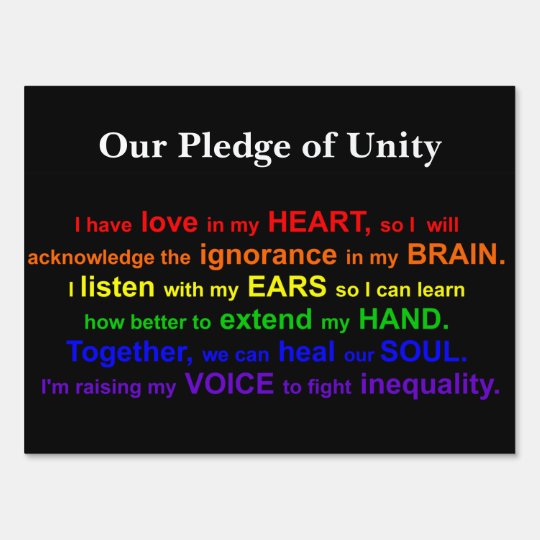Pledge of Unity Sign | Zazzle.com