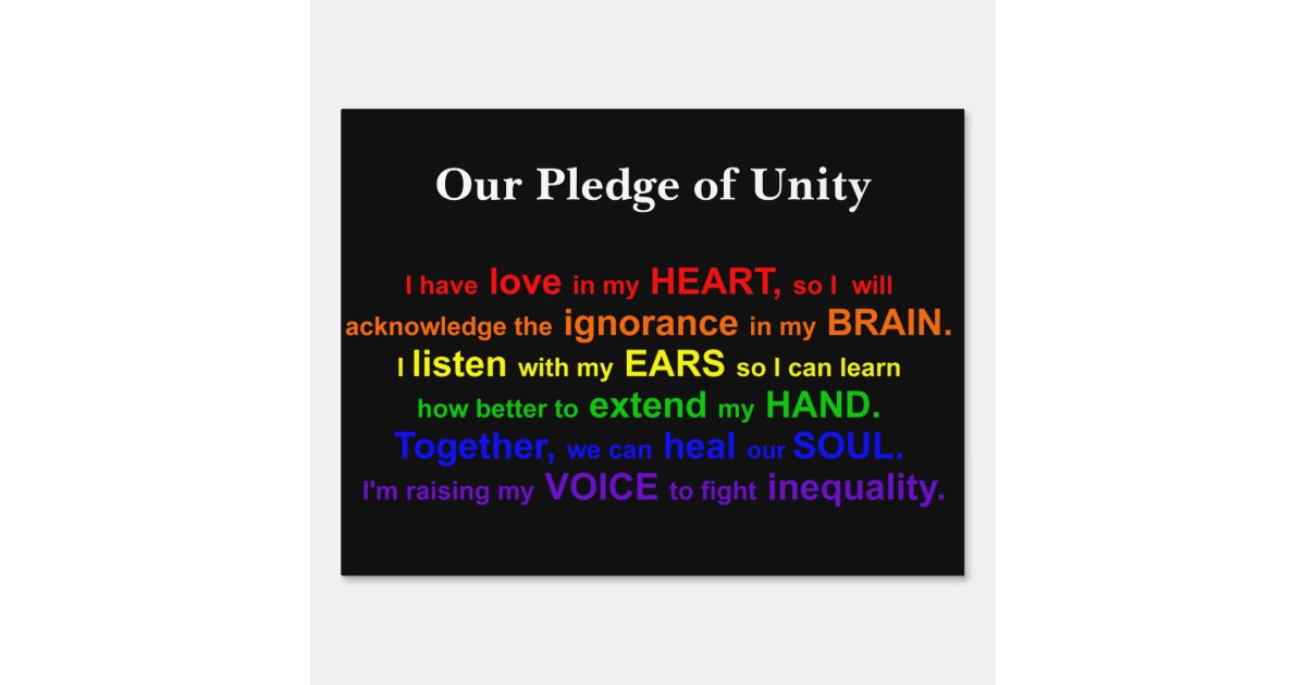 Pledge of Unity Sign | Zazzle