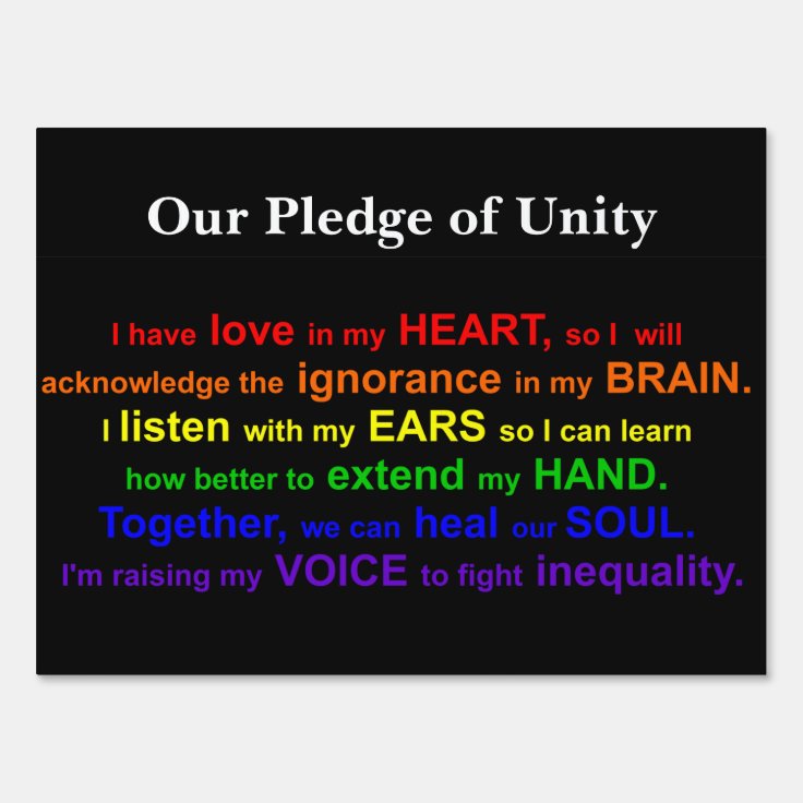 Pledge of Unity Sign | Zazzle