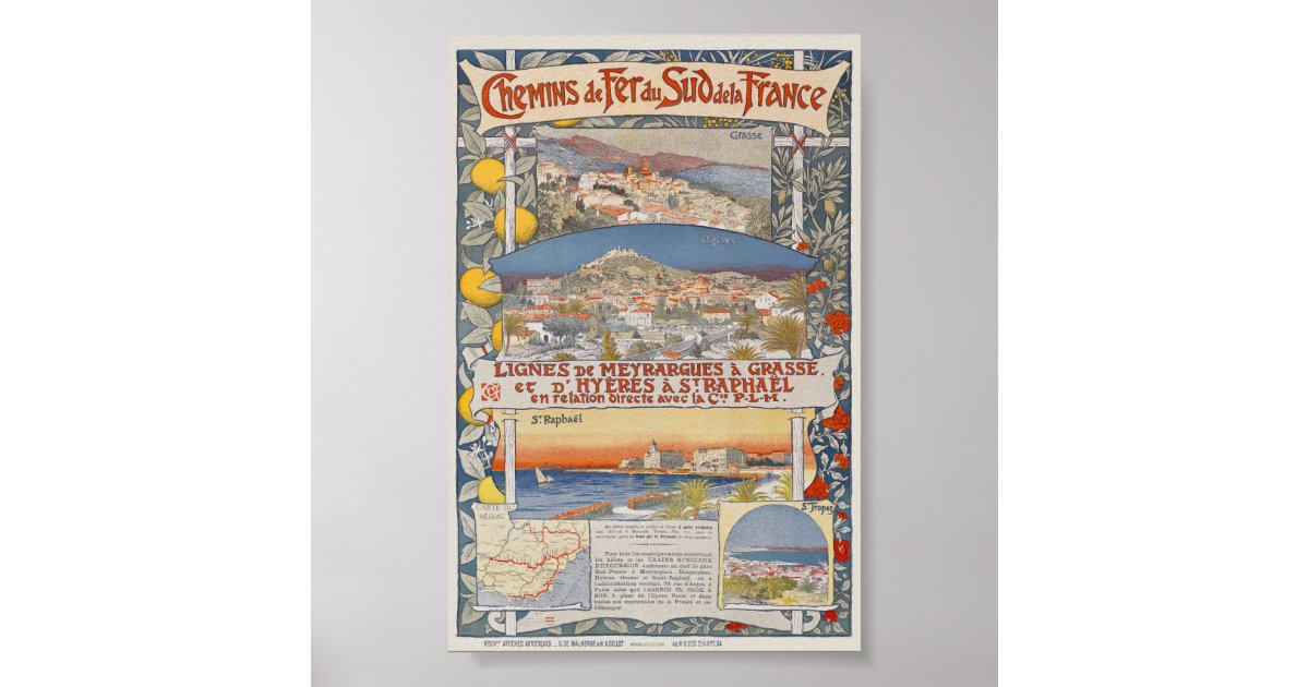 PLM Lignes de Meyrargues a Grasse Vintage Poster | Zazzle