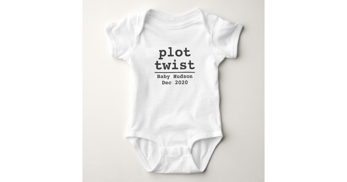 Plot Twist Pregnancy Announcement With Baby Name Baby Bodysuit | Zazzle