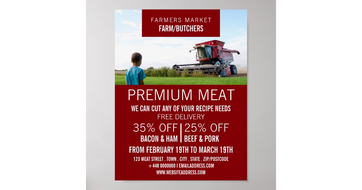 Plower in Field, Farmer & Butcher Advertising Poster | Zazzle