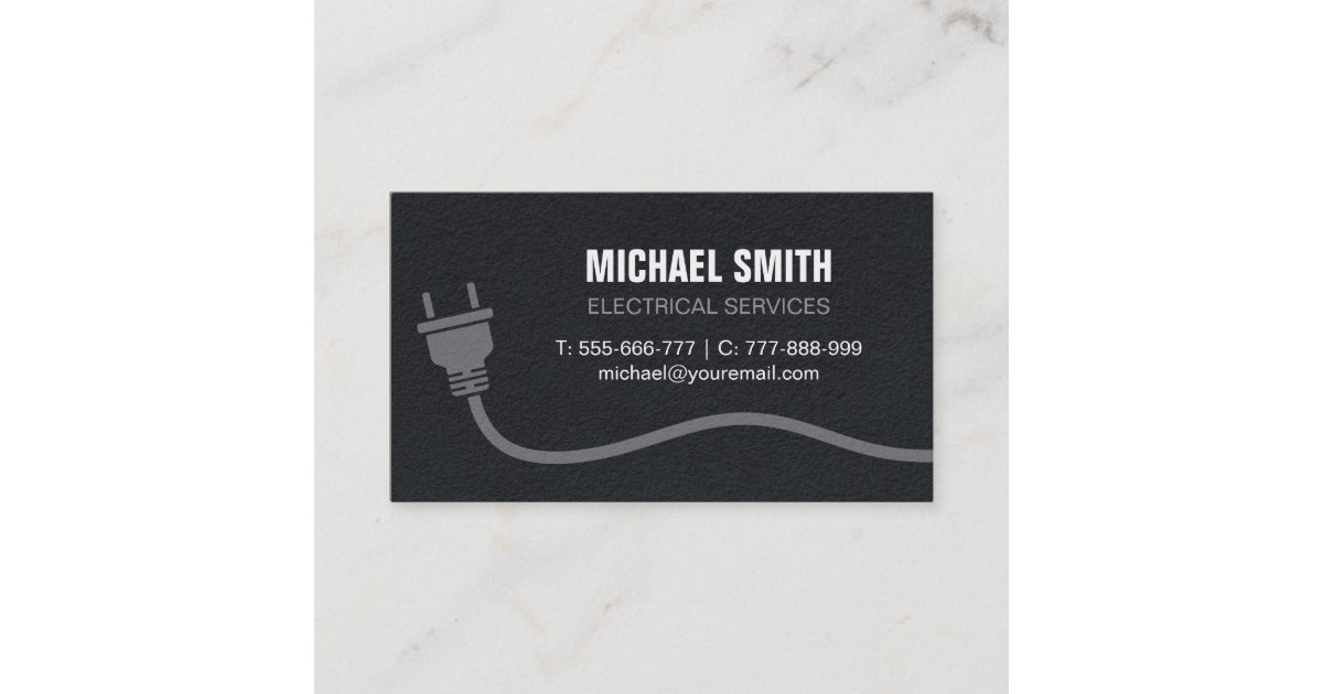 Plug and Wire Electrician Electrical Texture Business Card | Zazzle