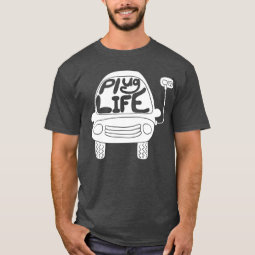 Plug Life Cute White Electric Car Graphic T-Shirt | Zazzle