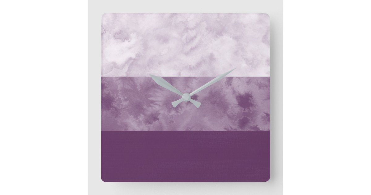 Plum Block Stripes Square Wall Clock | Zazzle