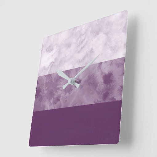 Plum Block Stripes Square Wall Clock | Zazzle