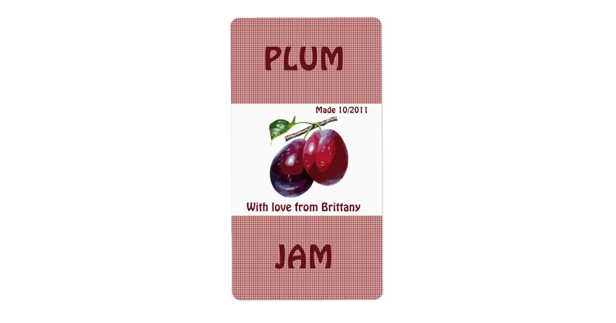Plum Jam Jar Label (Customize) | Zazzle