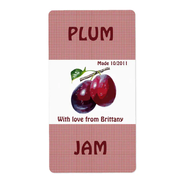 Plum Jam Jar Label (Customize) | Zazzle