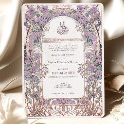 Plum Lilac Art Nouveau Inspired Islamic Wedding Invitation | Zazzle