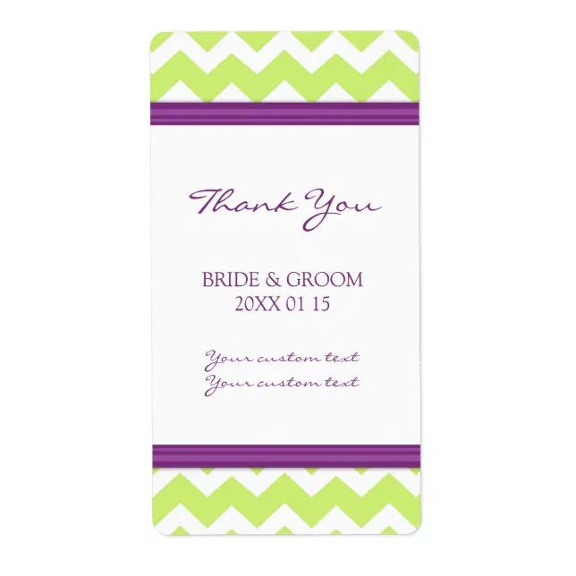 Plum Lime Chevron Wedding Labels | Zazzle