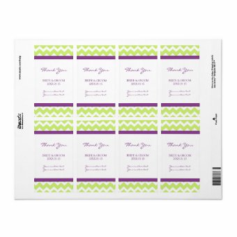 Plum Lime Chevron Wedding Labels | Zazzle