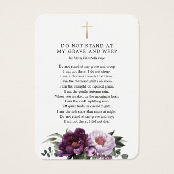 Plum Peonies Funeral In Loving Memory Poem Card | Zazzle