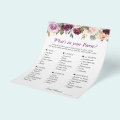 Plum Purple Blush Floral What's In Your Purse Game Flyer | Zazzle