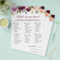 Plum Purple Blush Floral What's In Your Purse Game Flyer | Zazzle