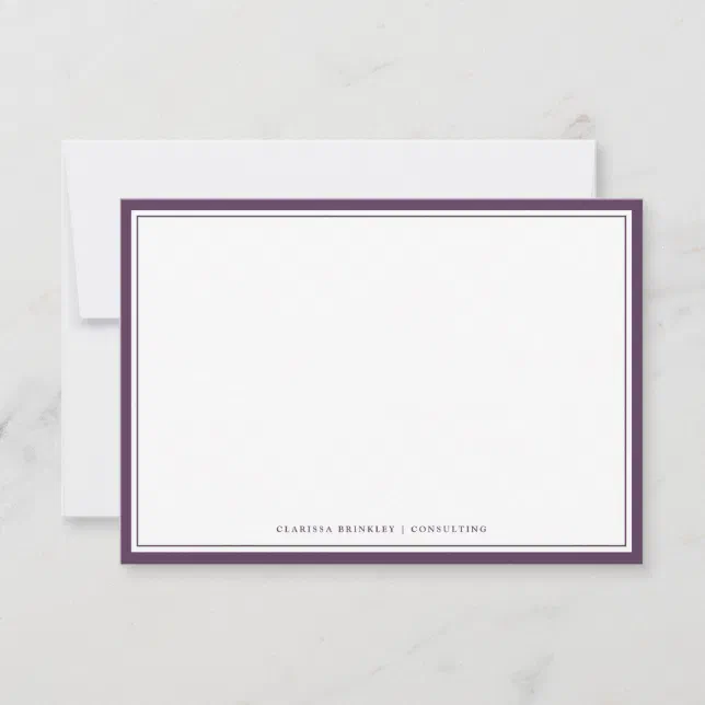 Plum Purple Flat Note Card | Zazzle