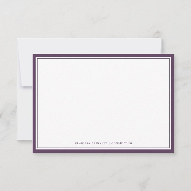 Plum Purple Flat Note Card | Zazzle