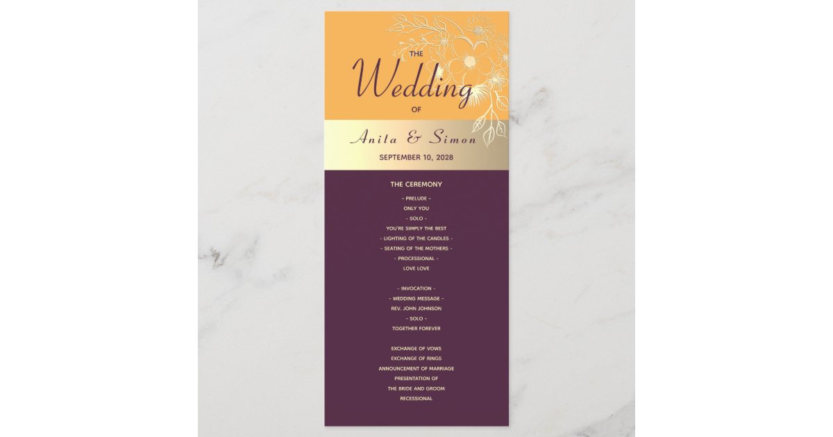 Plum Purple Wedding Program | Zazzle
