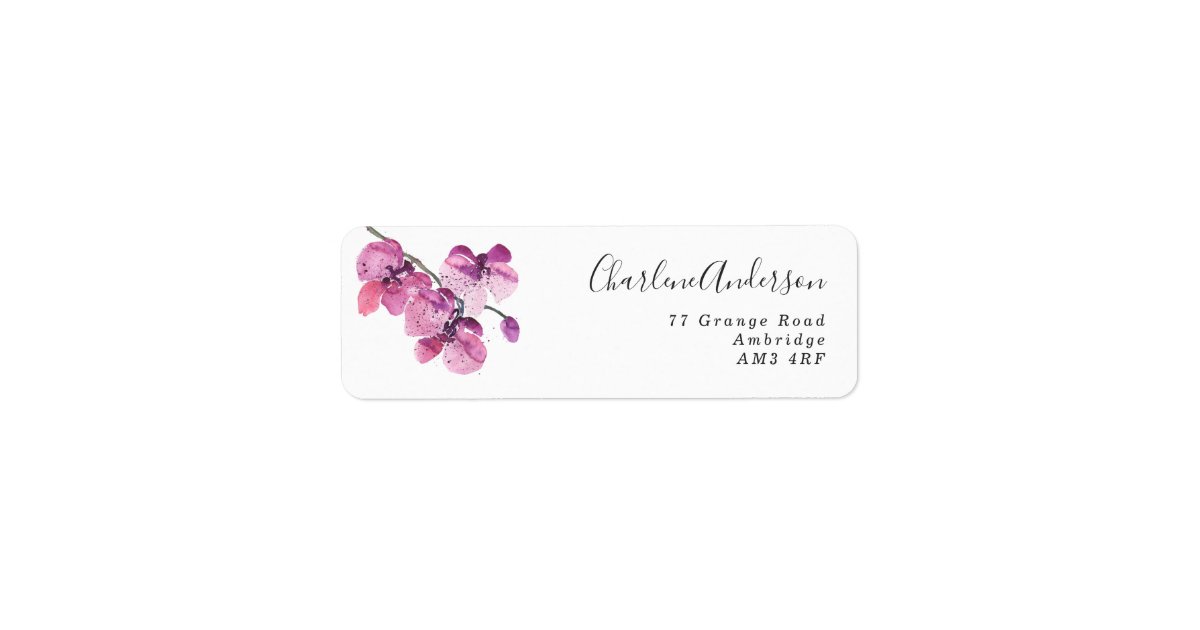 Plum Watercolor Orchid Personalized Label | Zazzle