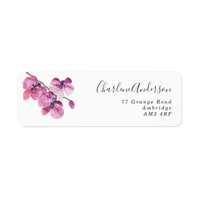 Plum Watercolor Orchid Personalized Label | Zazzle