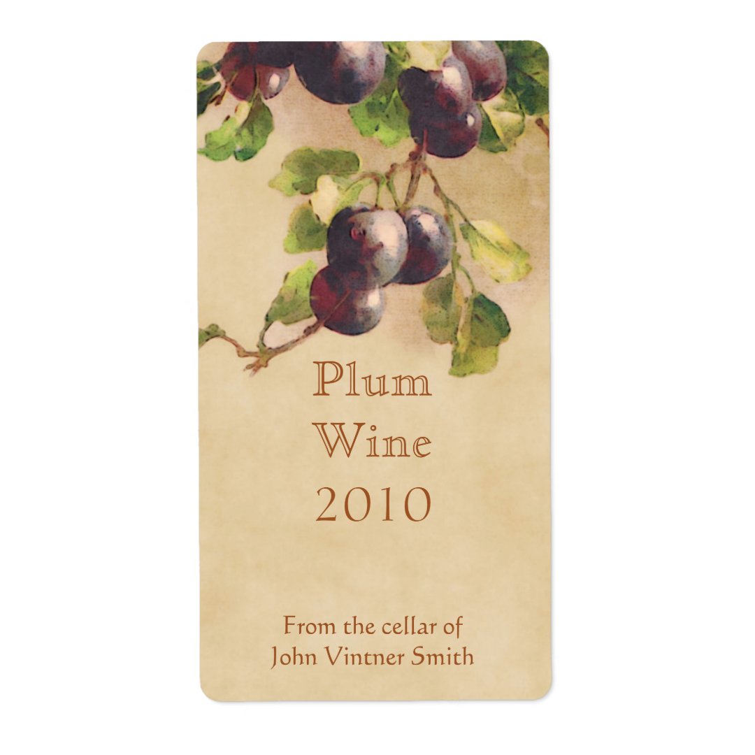 Plum wine bottle label | Zazzle