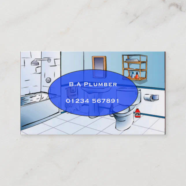 Plumber 'Bathroom Toon' Business Card | Zazzle
