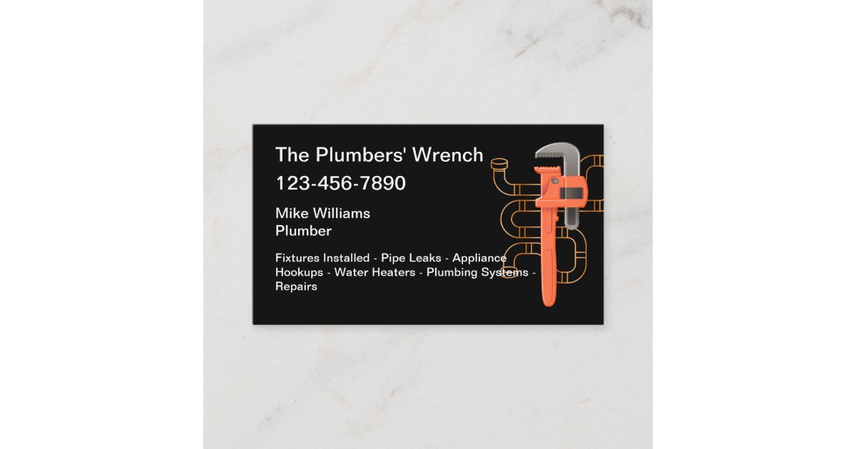 Plumber Business Cards Plumbing Theme | Zazzle