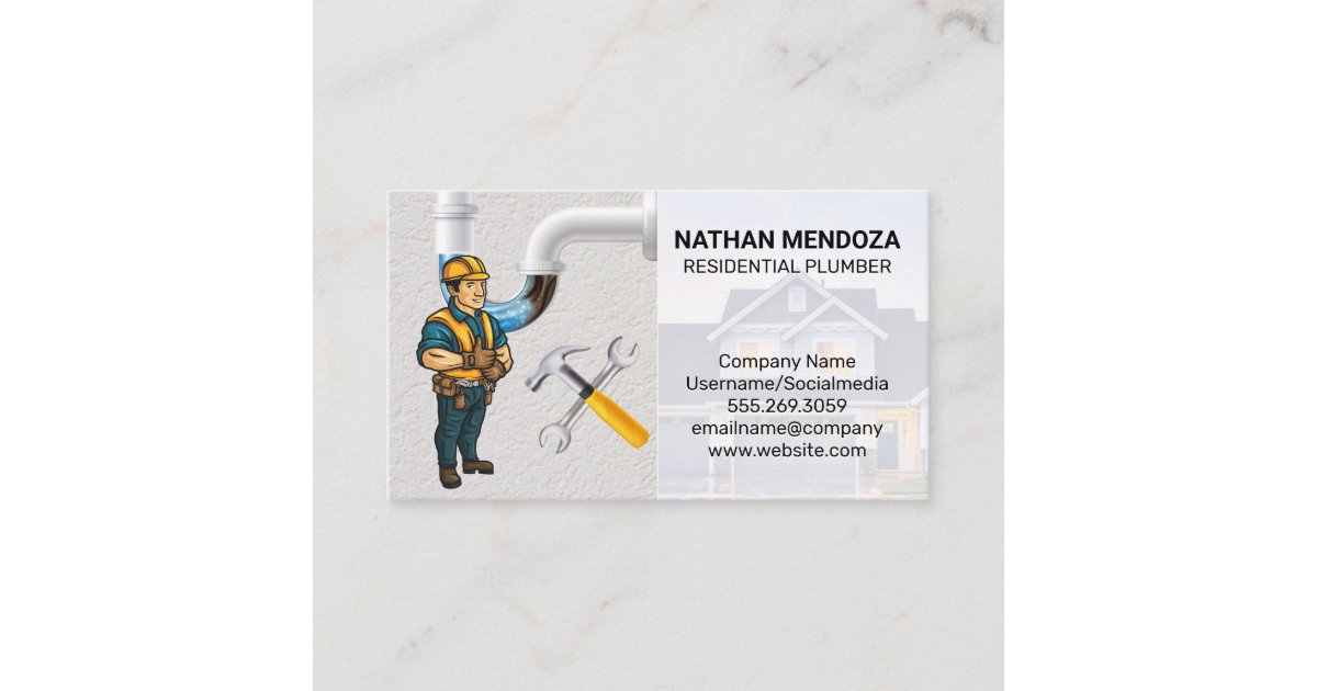 Plumber | Clogged Pipes | Wrenches Business Card | Zazzle