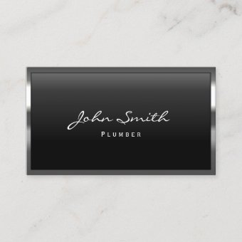 Plumber Cool Metal Border Business Card | Zazzle