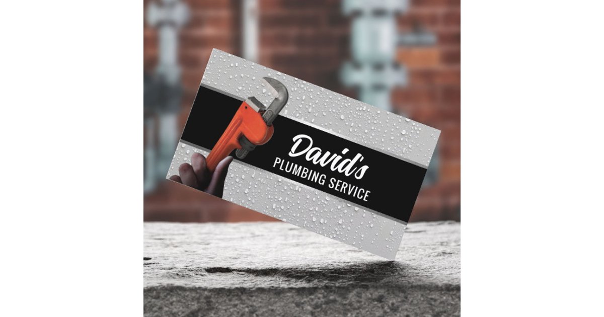 Plumber Pipe Wrench Professional Plumbing Service Business Card | Zazzle