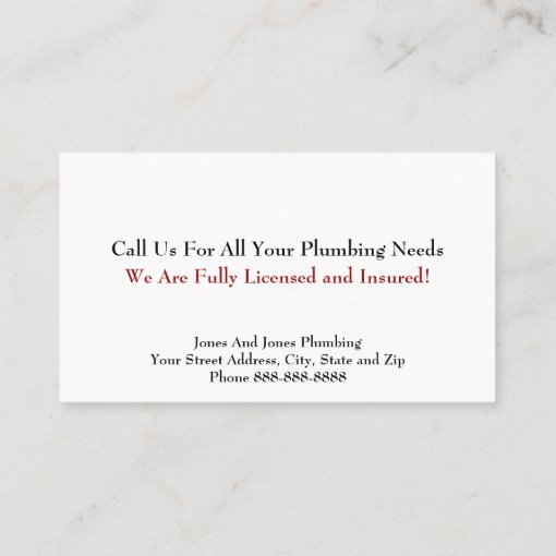 Plumber Plumbing Business Card | Zazzle